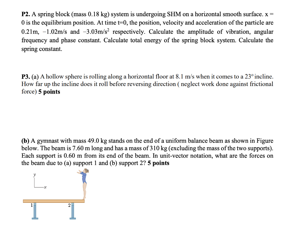 Solved P2. A spring block (mass 0.18 kg) system is | Chegg.com