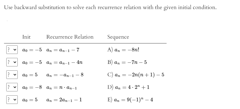 Solved Use backward substitution to solve each recurrence | Chegg.com