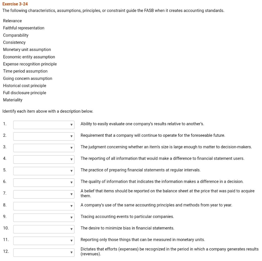 Solved Exercise 3-24 The following characteristics, | Chegg.com