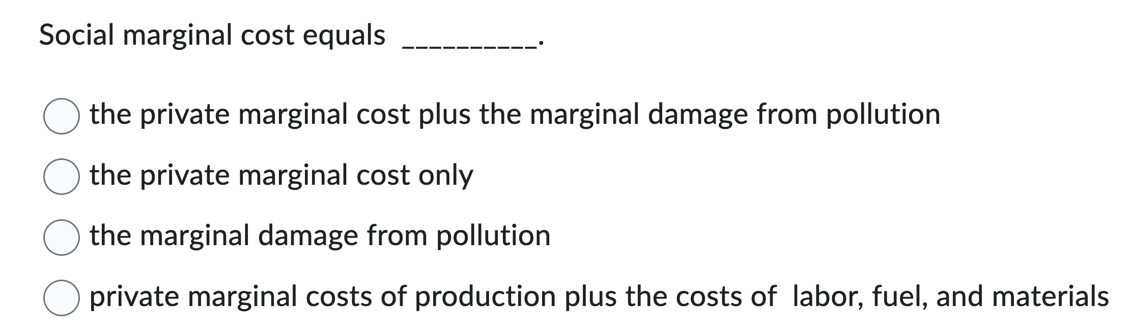 Solved Social marginal cost equals the private marginal cost | Chegg.com