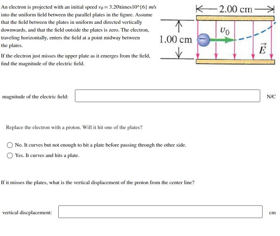 Solved An electron is projected with an initial speed | Chegg.com