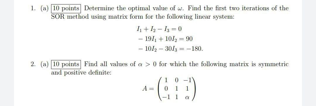 Solved 1. (a) 10 points Determine the optimal value of w. | Chegg.com