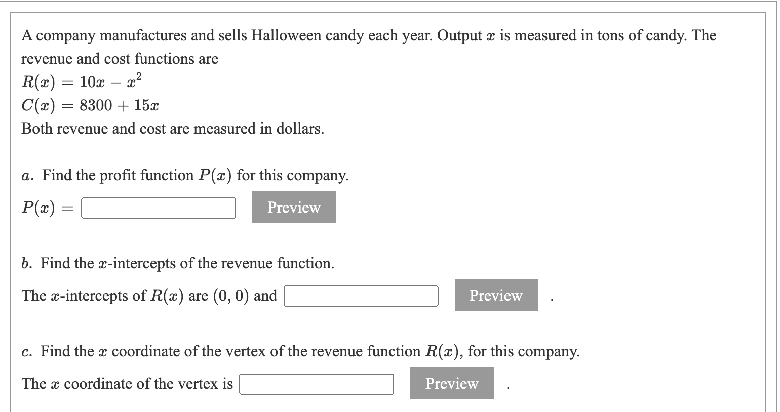 Solved A company manufactures and sells Halloween candy each | Chegg.com