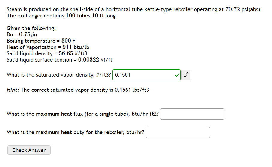 Solved Steam is produced on the shell-side of a horizontal | Chegg.com
