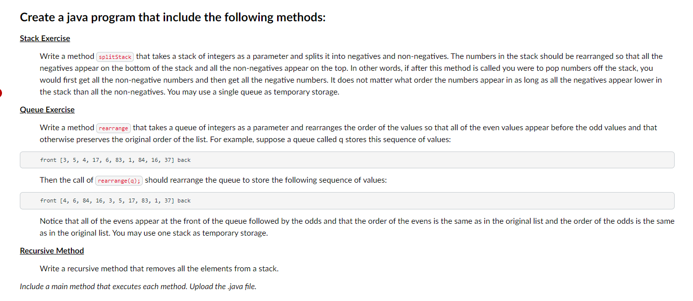 Solved Create A Java Program That Include The Following 2381