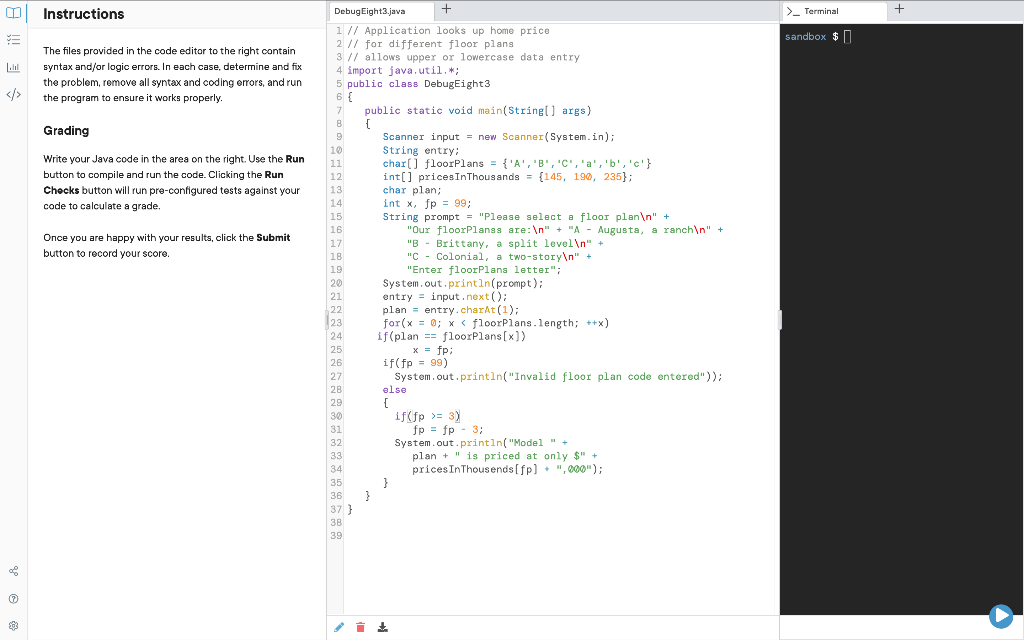 Solved Instructions >_Terminal + E sandbox $ | The files | Chegg.com