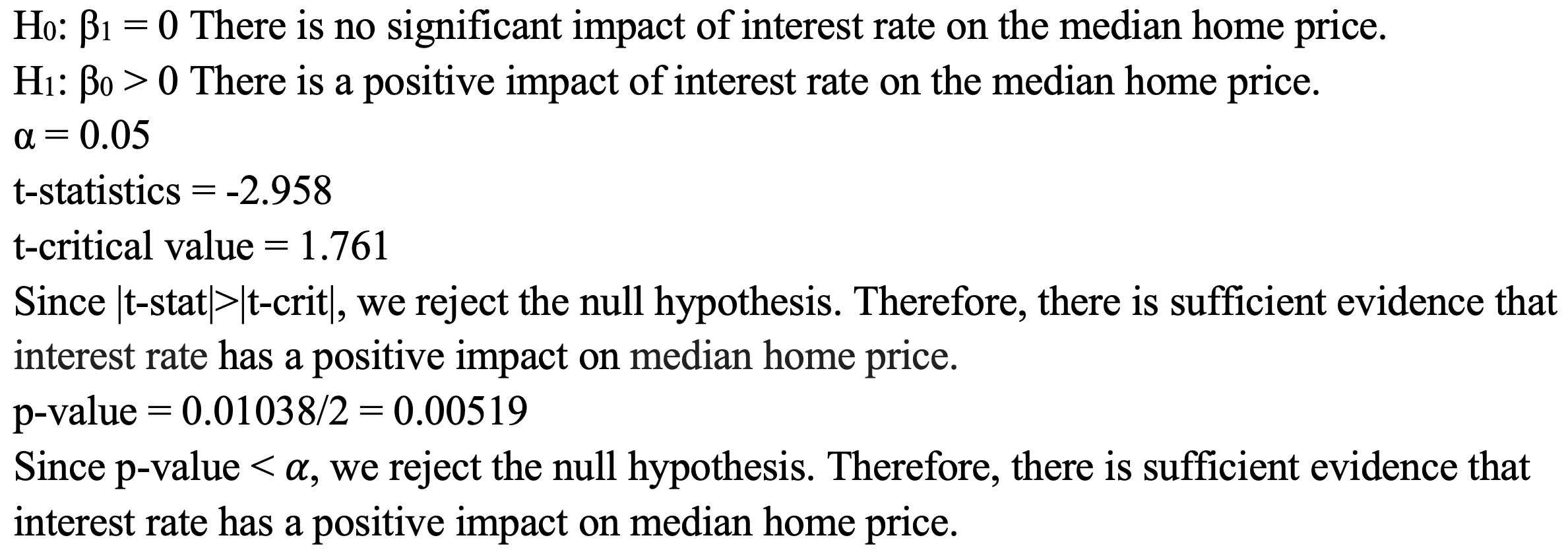 Solved Can I say H0: β1