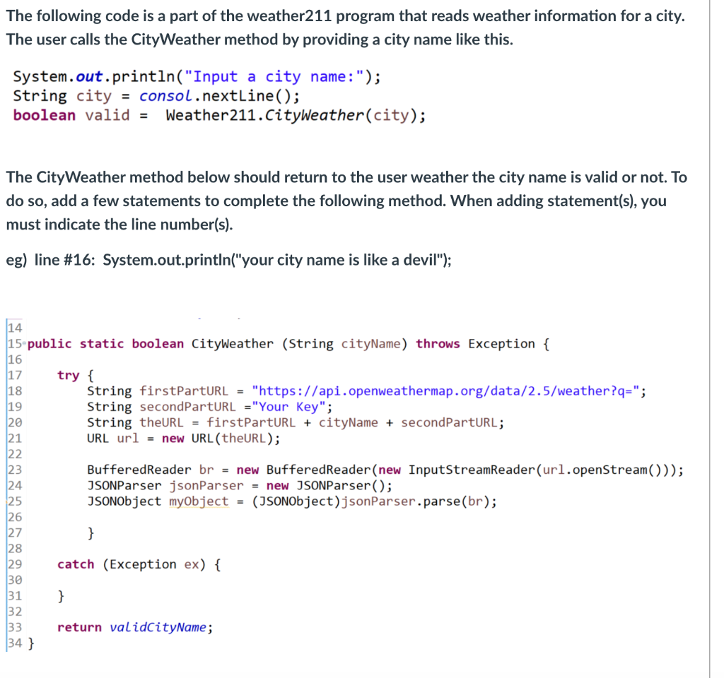 Solved The following code is a part of the weather211 | Chegg.com
