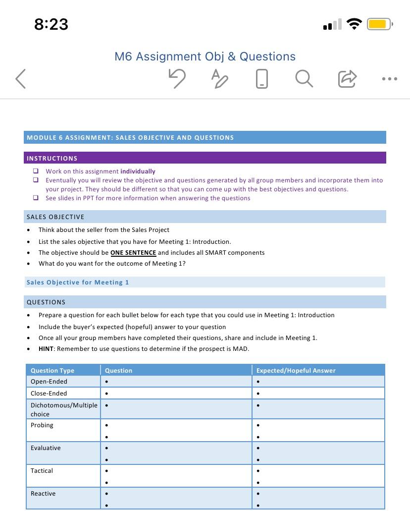 Solved 8:23 M6 Assignment Obj & Questions 5 A r Q ... MODULE | Chegg.com