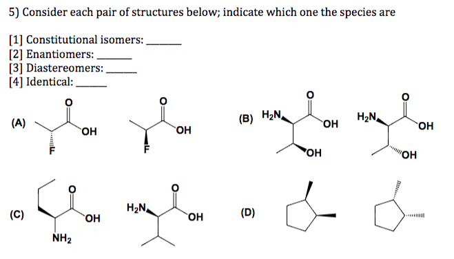 Solved 5) Consider each pair of structures below; indicate | Chegg.com