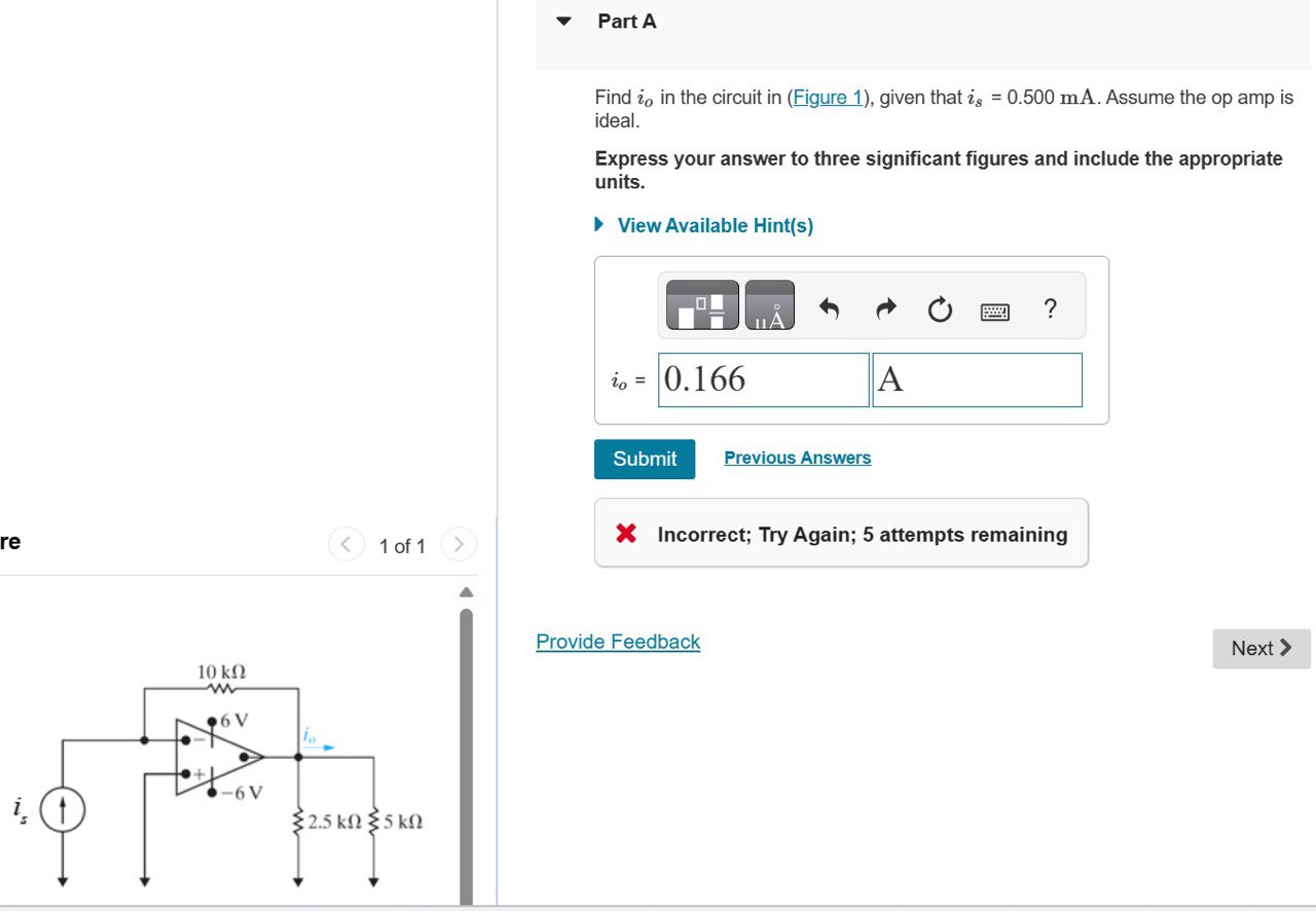 Solved Part AFind io ﻿in the circuit in (Figure 1), ﻿given | Chegg.com