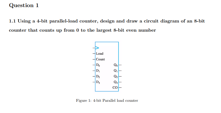 Question 1 1.1 Using a 4-bit parallel-load counter, | Chegg.com