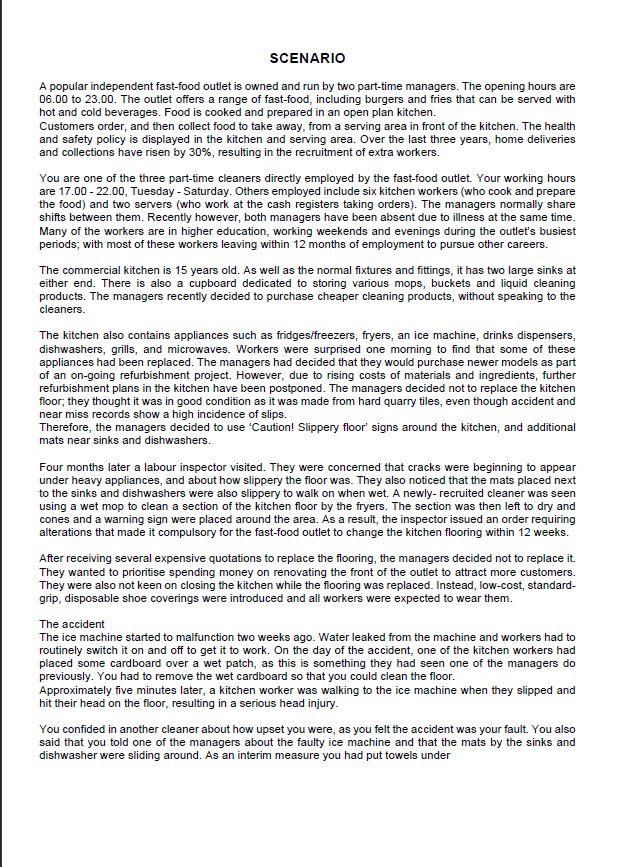 Solved SCENARIO A popular independent fast-food outlet is | Chegg.com