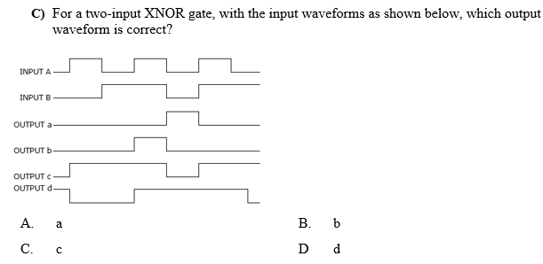 Solved C) For a two-input XNOR gate, with the input | Chegg.com