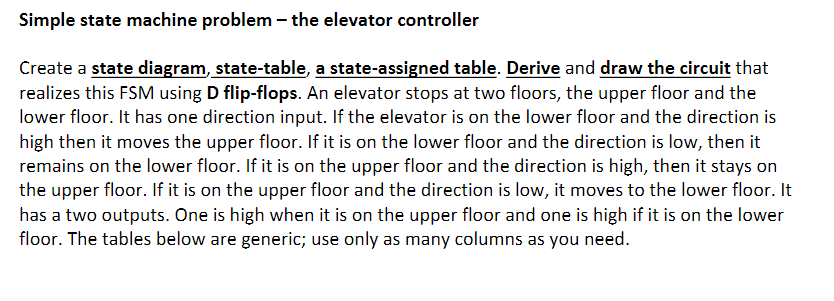 Solved Simple state machine problem - the elevator | Chegg.com