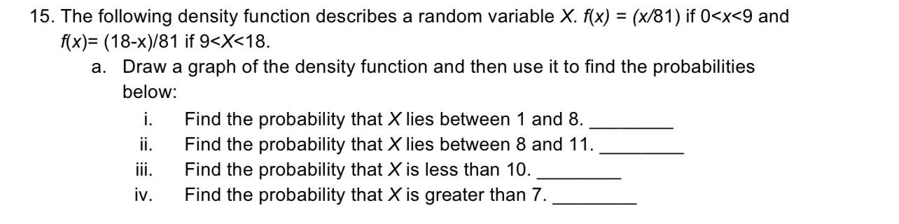 The following density function describes a random | Chegg.com