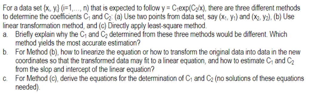 For a data set {xi,yi}(i=1,…,n) that is expected to | Chegg.com