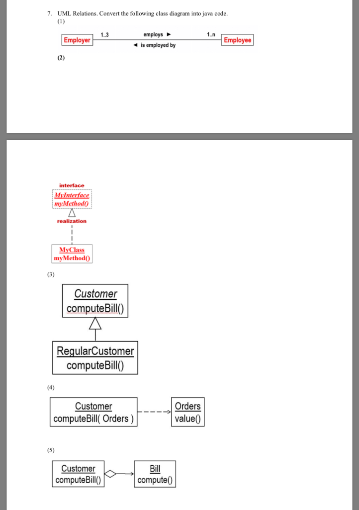 7. UML Relations. Convert the following class diagram | Chegg.com