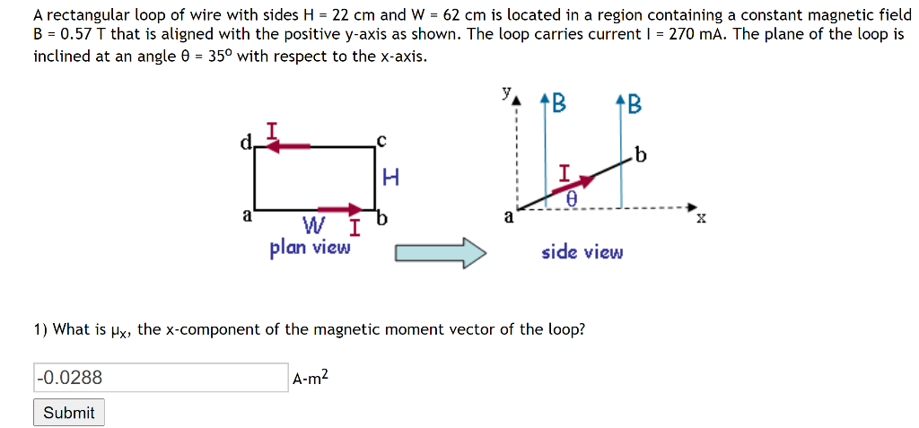 Solved A rectangular loop of wire with sides H = 22 cm and W | Chegg.com