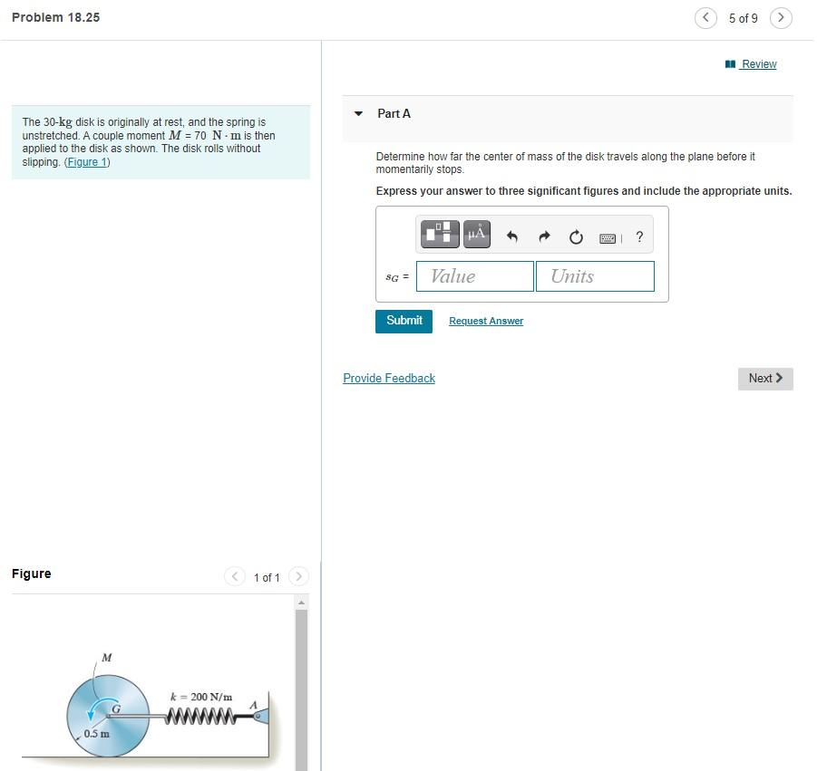 Solved Problem 18.25 5 of 9 Review Part A The 30-kg disk is | Chegg.com
