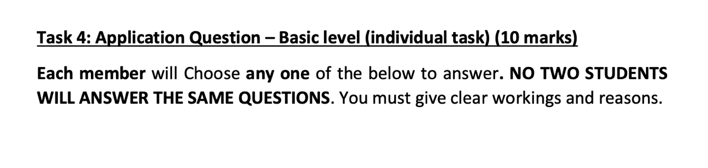 Solved Task 4: Application Question – Basic level | Chegg.com