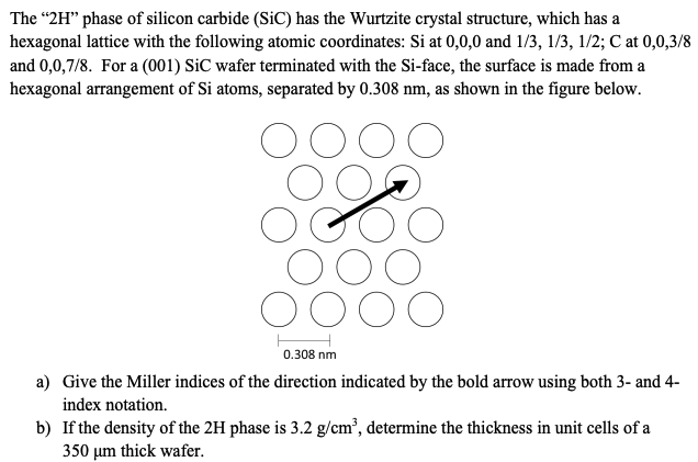 Solved The " 2H " ﻿phase of silicon carbide (SiC) ﻿has the | Chegg.com
