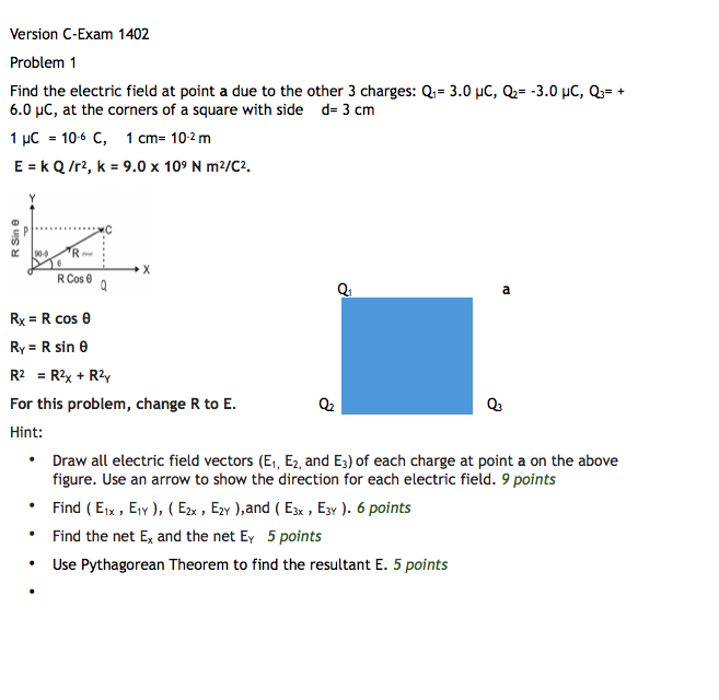 Solved Problem 1 Find the electric field at point a due to | Chegg.com