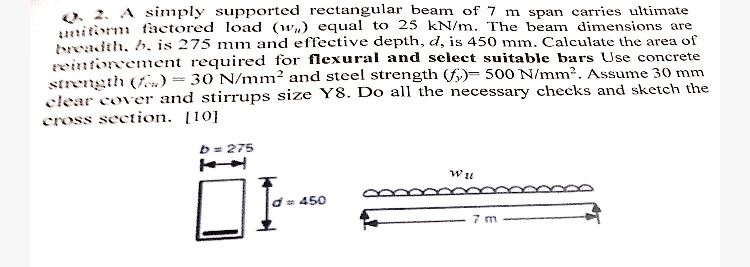 Q. 2. A simply supported rectangular beam of \\( 7 | Chegg.com