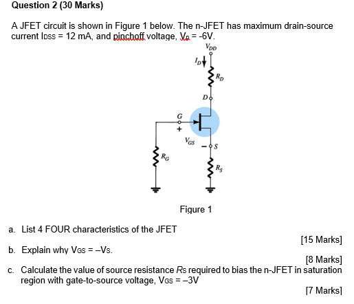 Solved Question 2 (30 Marks) A JFET circuit is shown in | Chegg.com