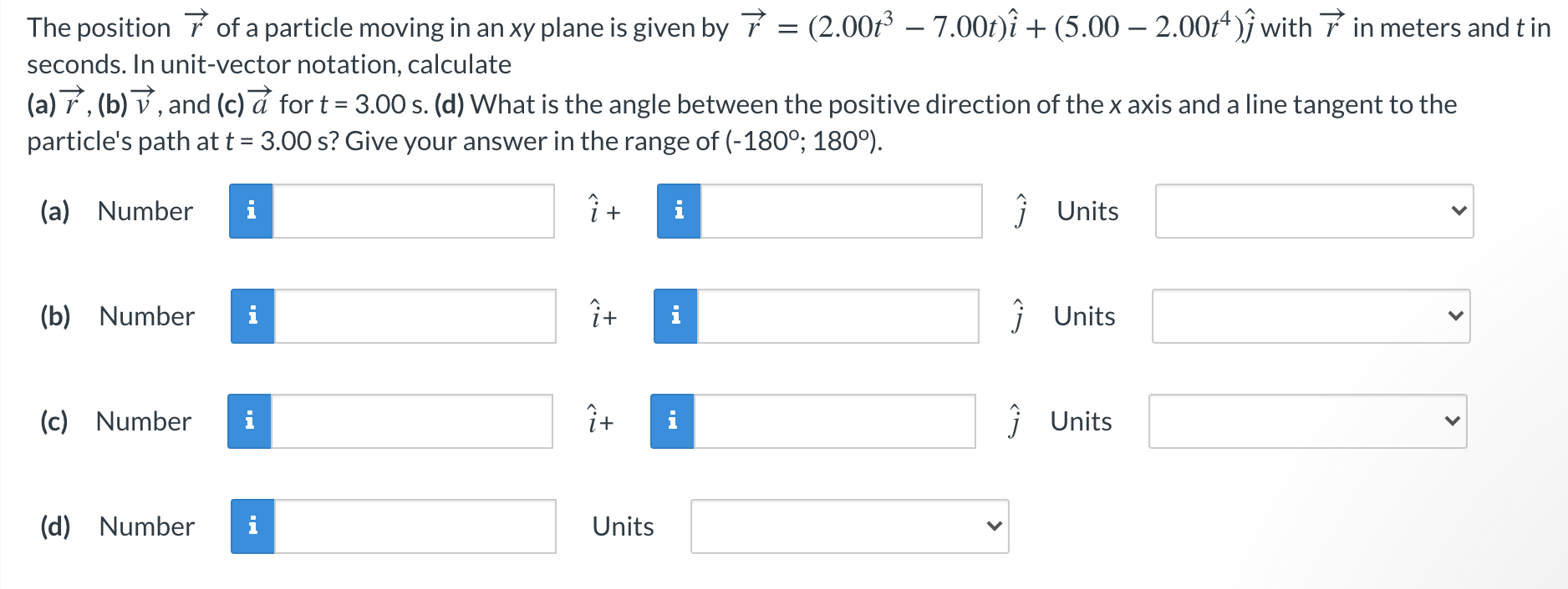 Solved The position 7 of a particle moving in an xy plane is | Chegg.com