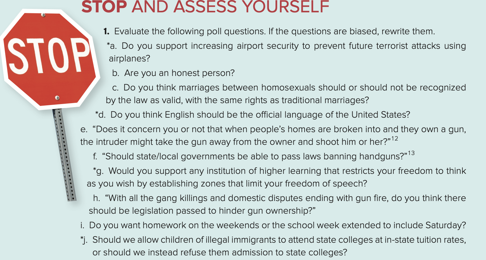 Solved STOP AND ASSESS YOURSELF STOP 1. Evaluate the | Chegg.com