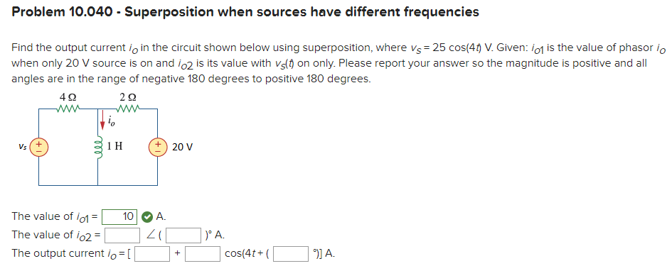 Solved Problem 10.040 - Superposition when sources have | Chegg.com