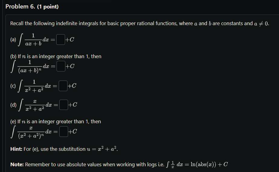 Solved Recall the following indefinite integrals for basic | Chegg.com