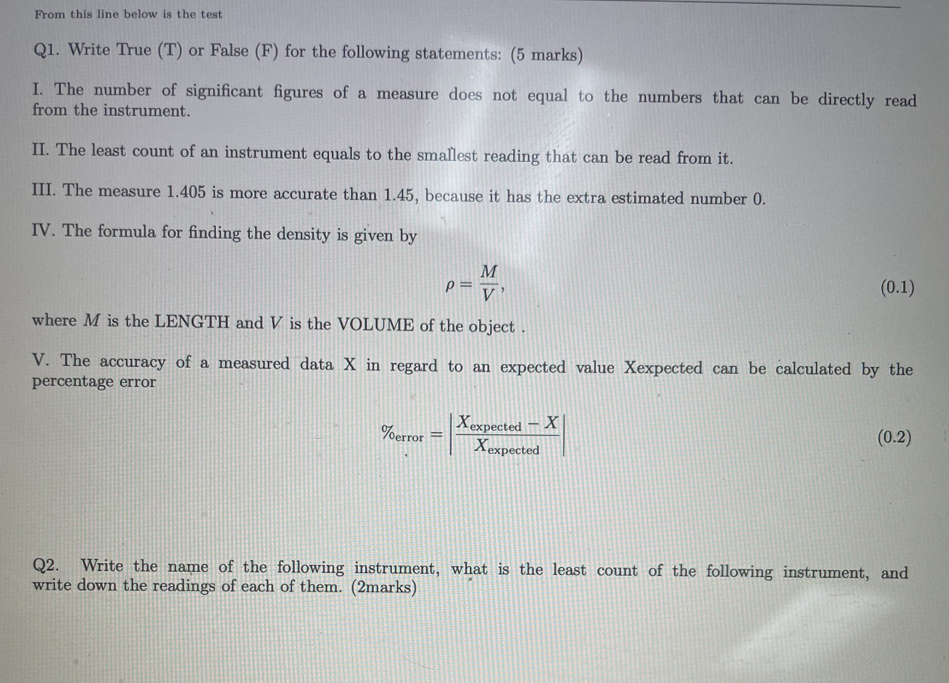Least Count: Least Count: Reading: Reading: Q3. | Chegg.com
