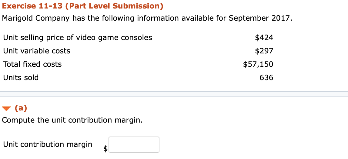 Solved Exercise 11-13 (Part Level Submission) Marigold | Chegg.com
