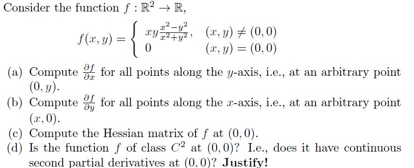 Solved Consider the function f:R2→R, | Chegg.com