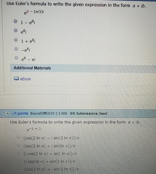 Solved Use Euler S Formula To Write The Given Expression In