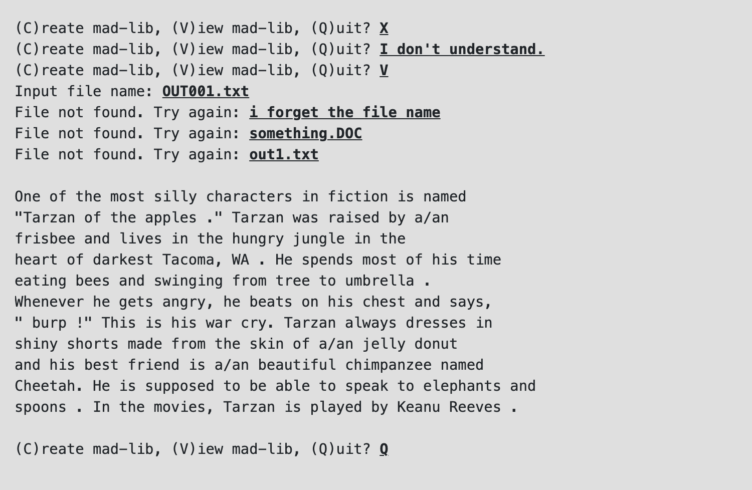 Solved Welcome to the game of Mad Libs. I will ask you to | Chegg.com