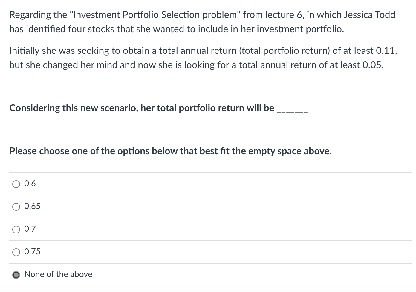 Solved Regarding the "Investment Portfolio Selection | Chegg.com