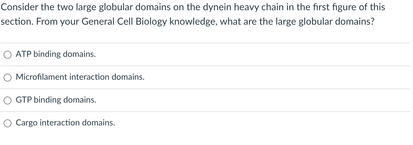 Solved Consider the two large globular domains on the dynein | Chegg.com
