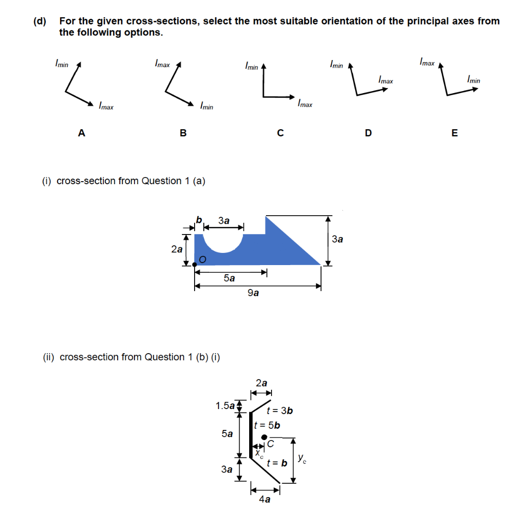 Solved For the following cross-sections and axes shown, all | Chegg.com