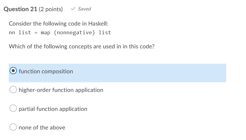 Solved Question 21 (2 points) Saved Consider the following | Chegg.com