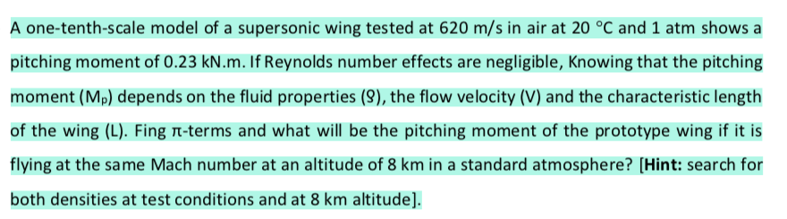 Solved A one-tenth-scale model of a supersonic wing tested | Chegg.com