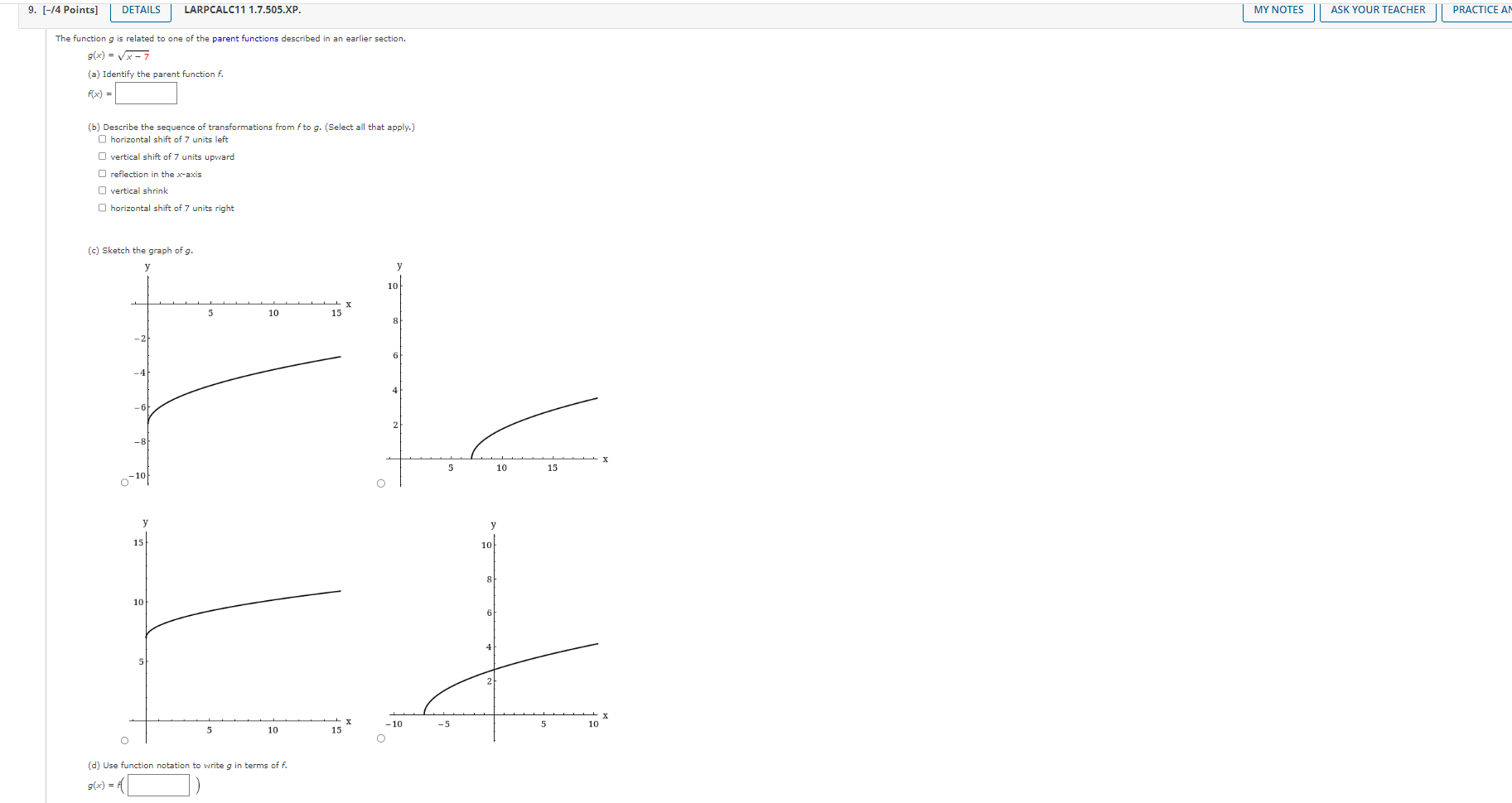 Solved function g is related to one of the parent functions | Chegg.com