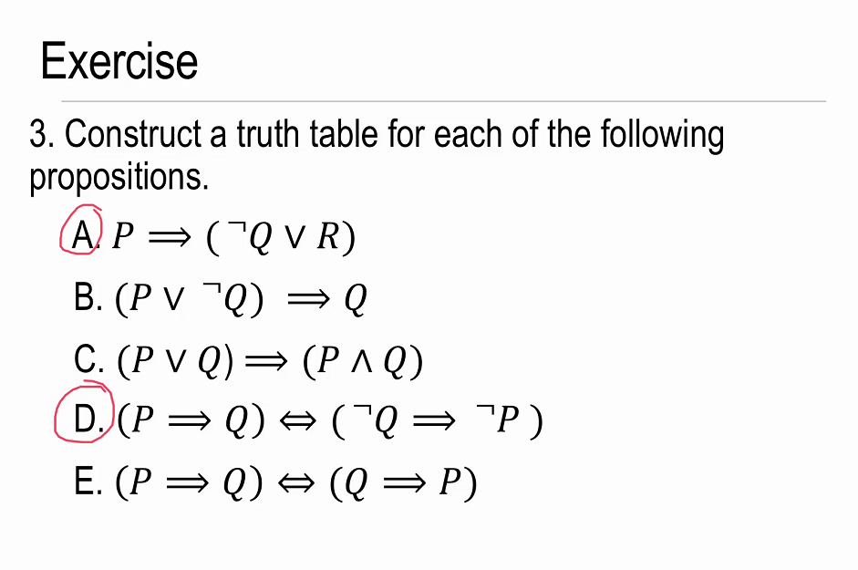 Solved Exercise 3. Construct a truth table for each of the | Chegg.com