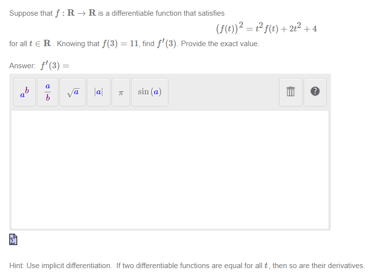 Solved Suppose that f:R + R is a differentiable function | Chegg.com