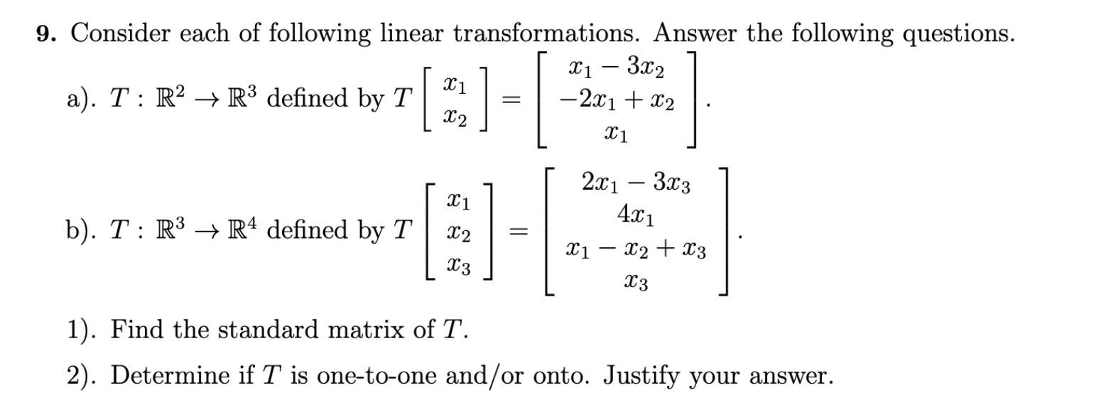 Solved Consider each of following linear transformations. | Chegg.com