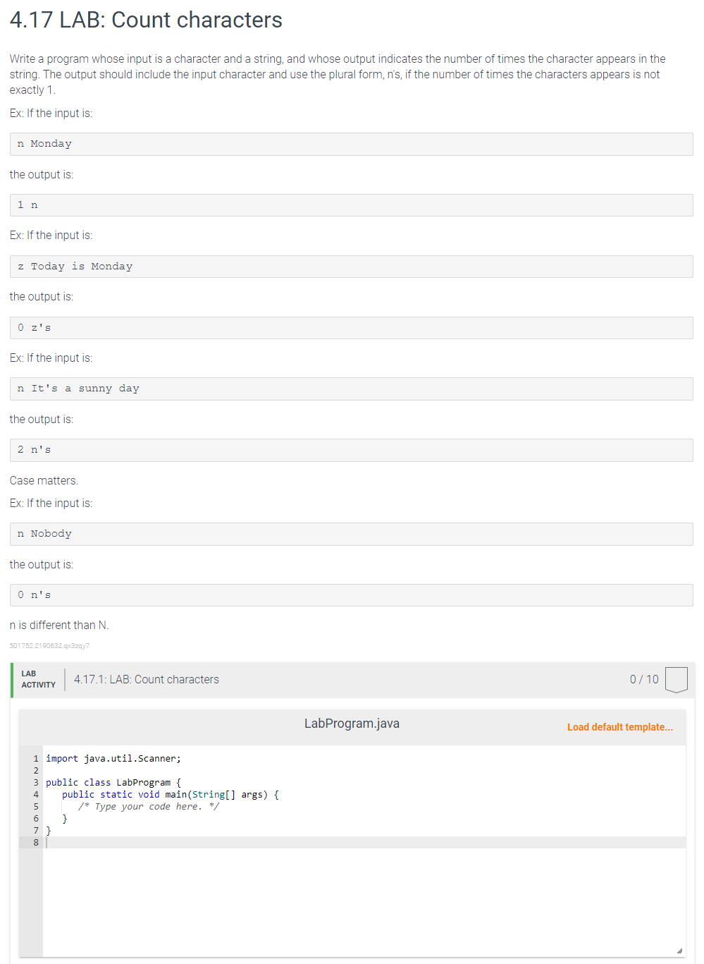 Solved In Java Please417 lab Count Characterswrite A 2638
