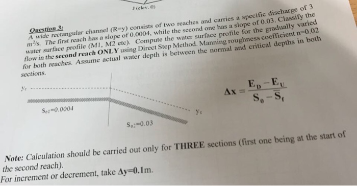Solved Question 3 A wide rectangular channel (R y) consists | Chegg.com