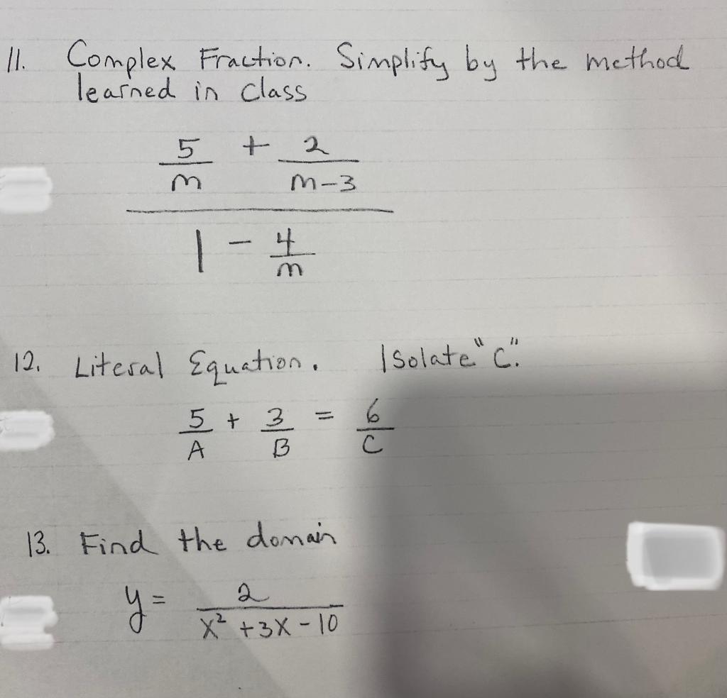 Solved 11. Complex Fraction. Simplify by the method learned | Chegg.com